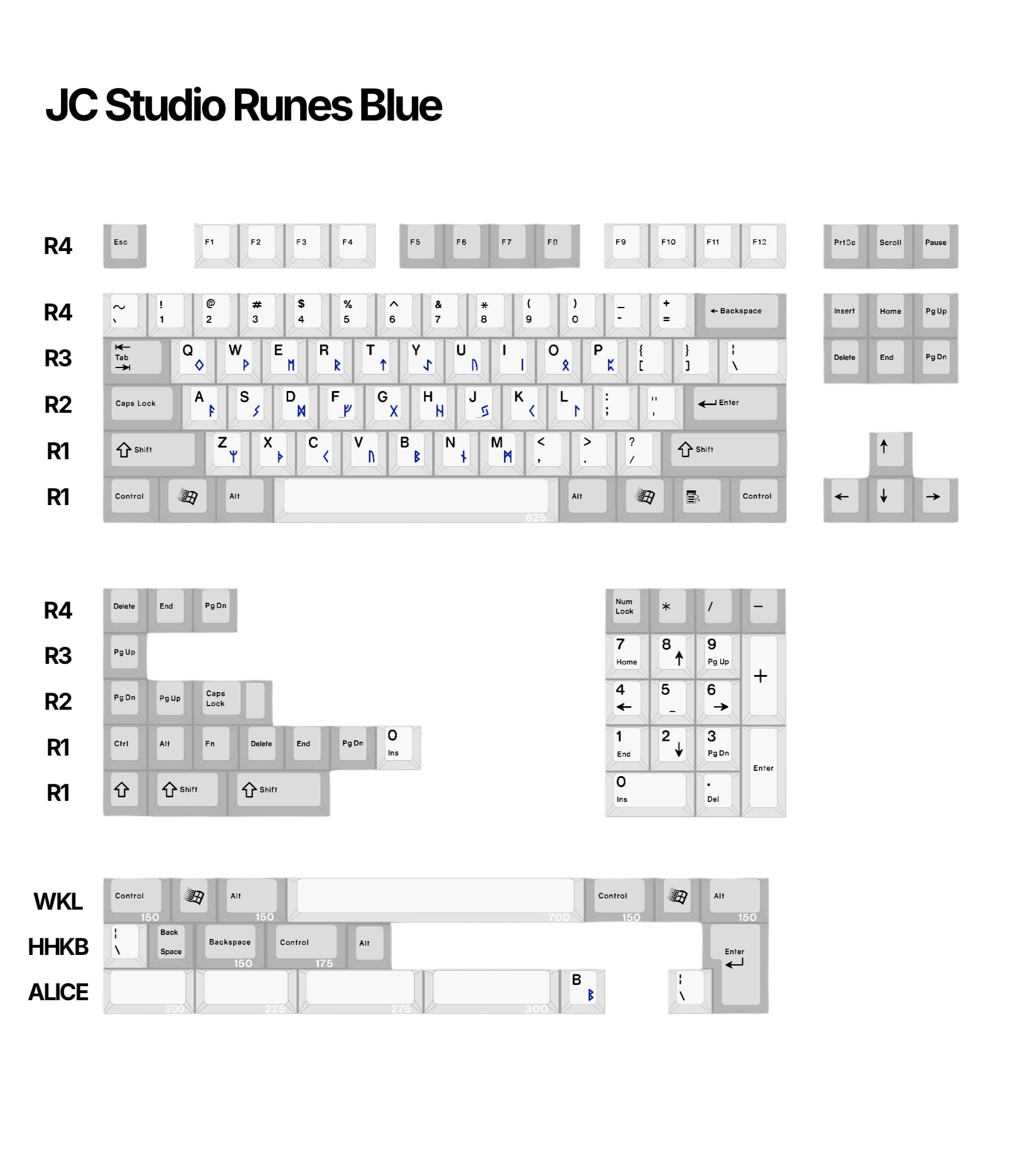 JC Studio Runes Blue Keycap Kit · Milktooth
